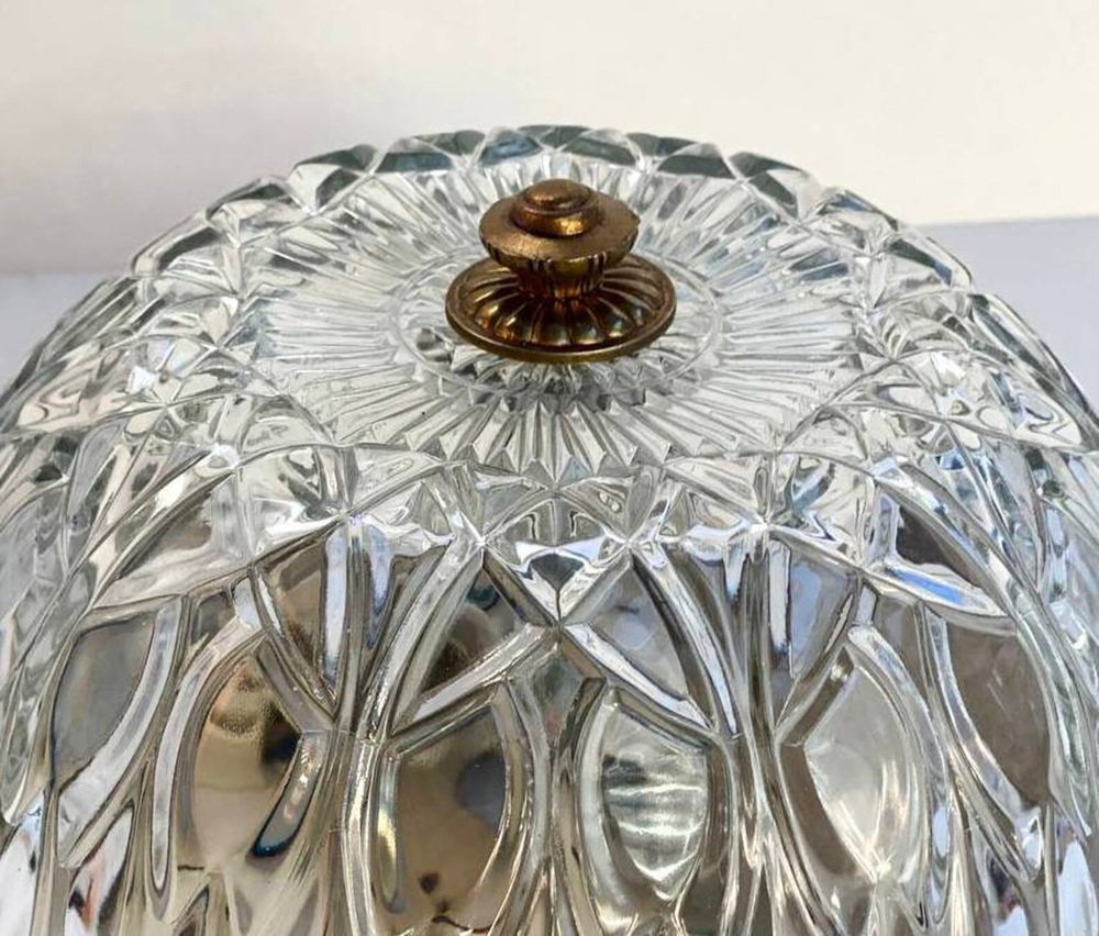 Vintage Brass & Crystal Flush Mount with 2 Light Points, 1980s for sale ...