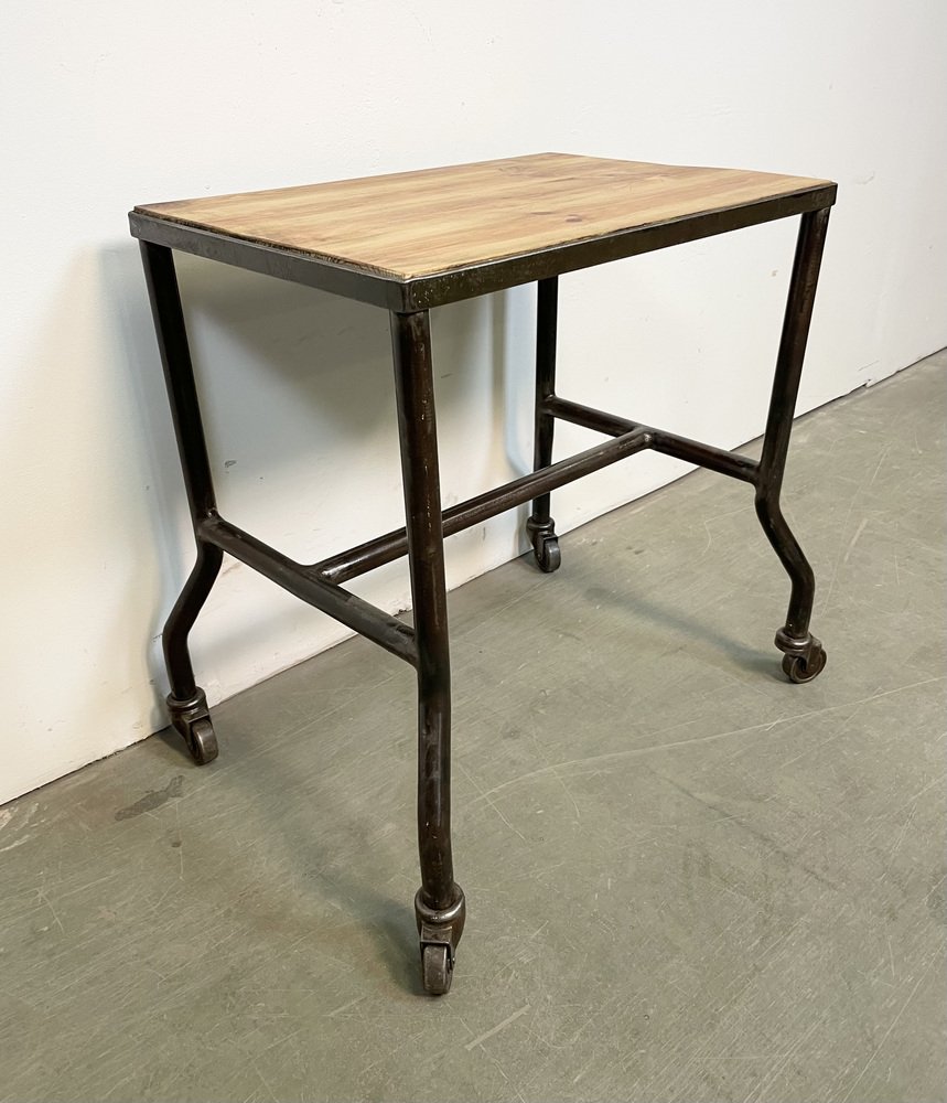 Industrial Side Table on Wheels, 1960s for sale at Pamono