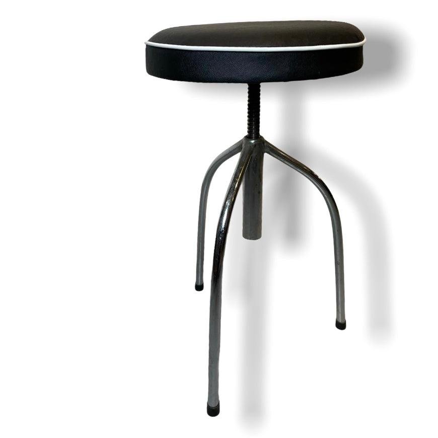 Metal Swivel Stool with Skai Seat for sale at Pamono