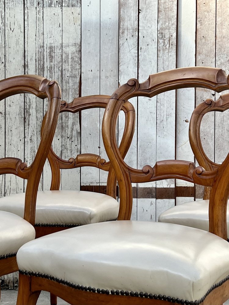 Sillas de comedor antiguas de estilo rococó de caoba, 1860. Juego de 4 ...