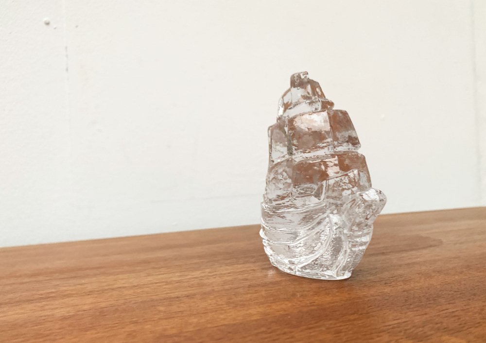 Vintage Swedish Glass Ship from Pukeberg Glass, 1970s for sale at Pamono