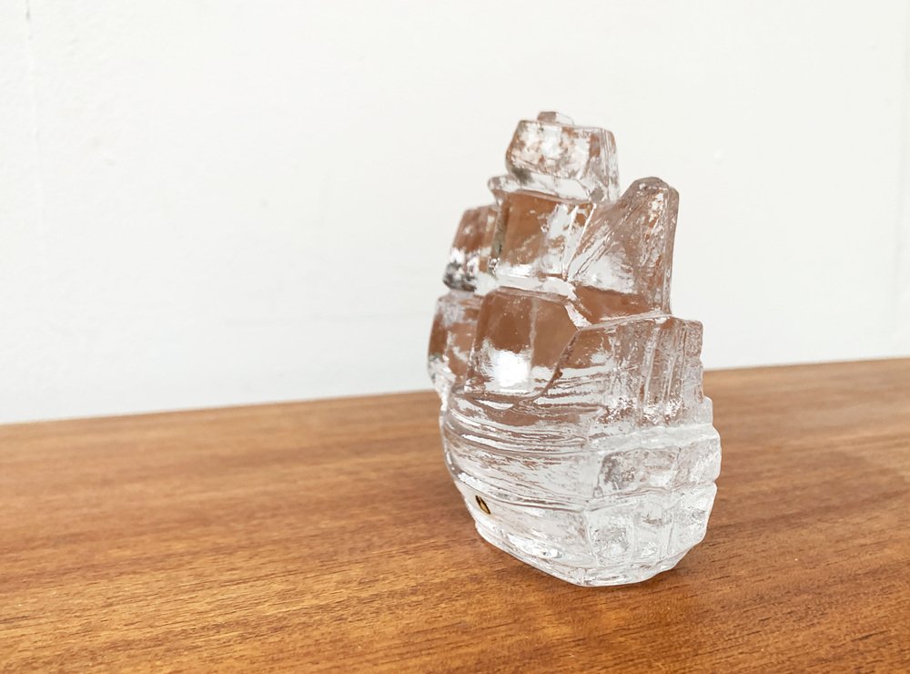 Vintage Swedish Glass Ship from Pukeberg Glass, 1970s for sale at Pamono