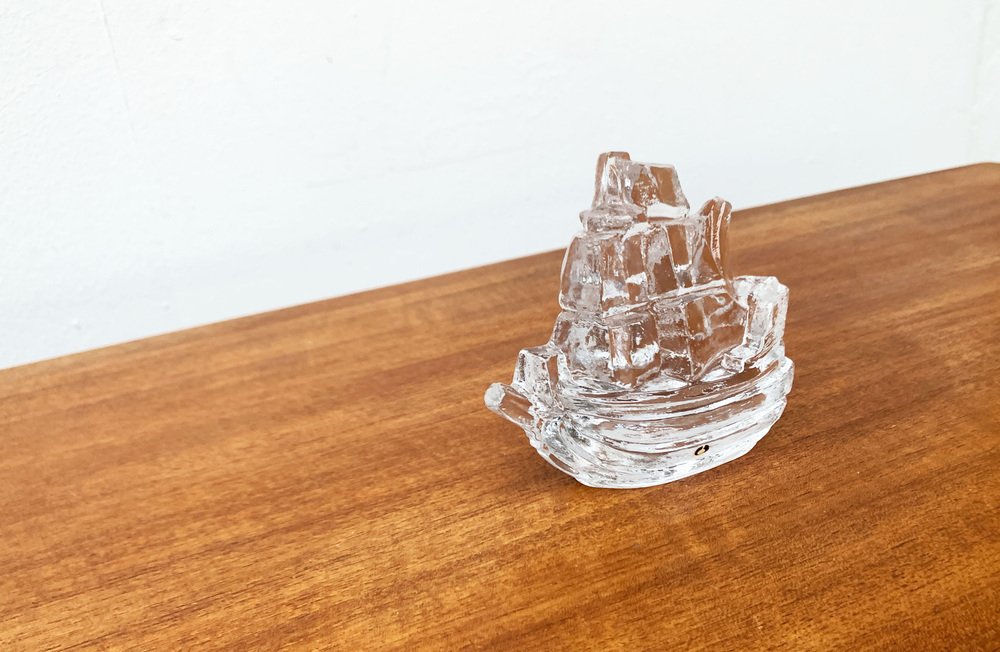 Vintage Swedish Glass Ship from Pukeberg Glass, 1970s for sale at Pamono