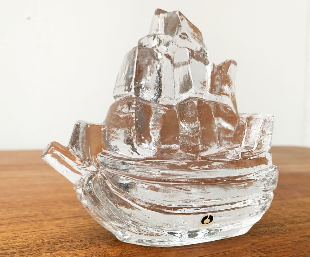 Vintage Swedish Glass Ship from Pukeberg Glass, 1970s for sale at Pamono