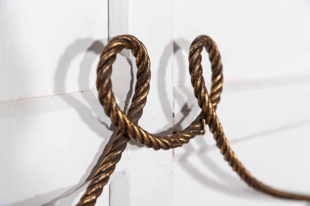 Mid-Century Italian Gilt Iron Rope & Tassle Wall Shelves, 1960s for ...