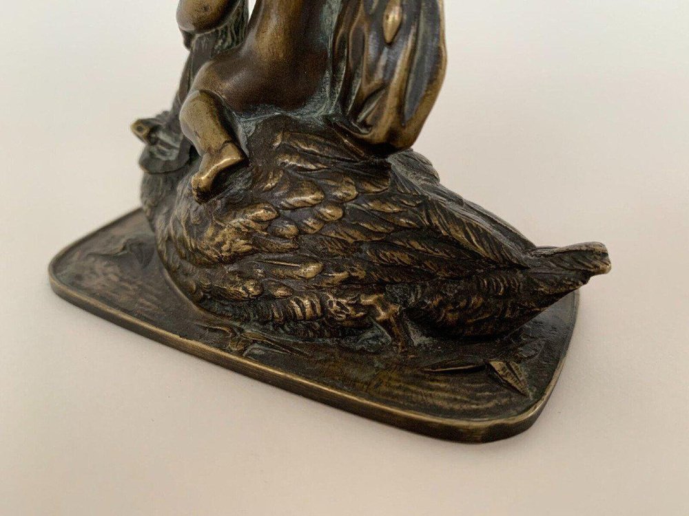Bronze Love Riding a Swan Figurine for sale at Pamono