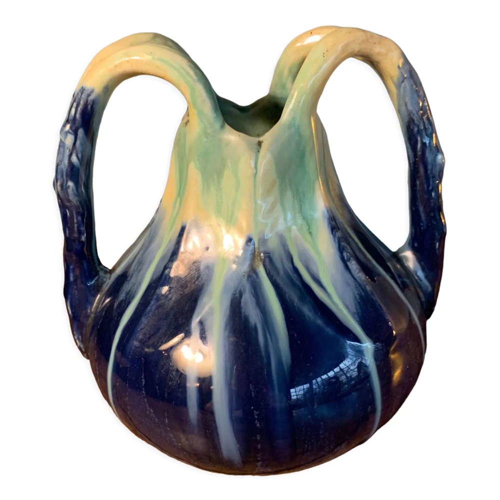 Art Nouveau Vase Faïencerie Airain Thulin, 1920s for sale at Pamono
