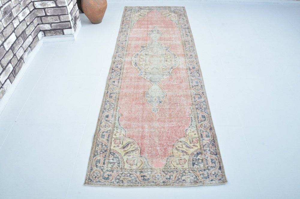 Vintage Medallion Worn Runner Rug for sale at Pamono