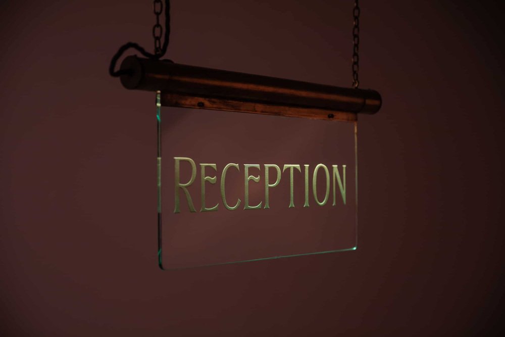 Art Deco Reception Illuminated Sign in Brass for sale at Pamono