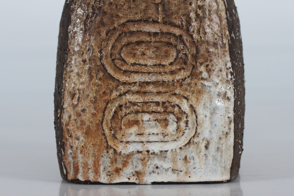 Danish Brutalist Ceramic Table Lamp with Brown Glaze Unica by Fridtjof ...