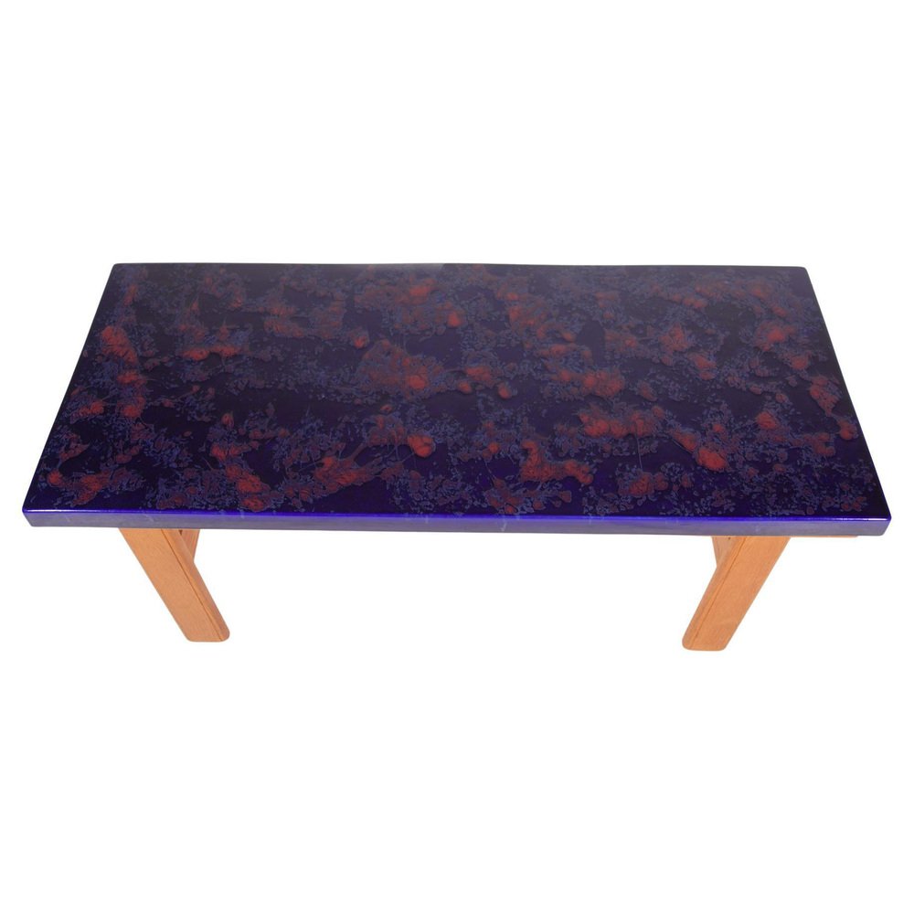 Large Rectangular Blue and Orange Ceramic Tile Coffee Table, 1970s for ...