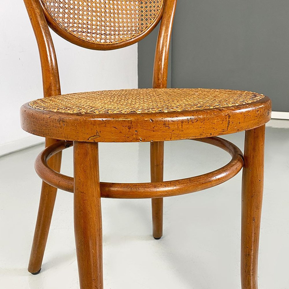 Chaises Antiques en Hêtre et en Paille de Vienne de Thonet, France, 1890s, Set de 6 en vente sur ...