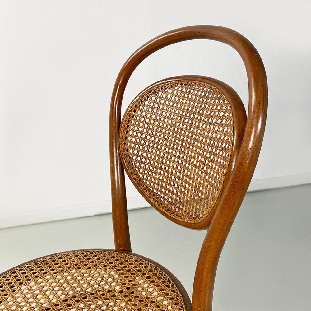 Chaises Antiques en Hêtre et en Paille de Vienne de Thonet, France, 1890s, Set de 6 en vente sur ...