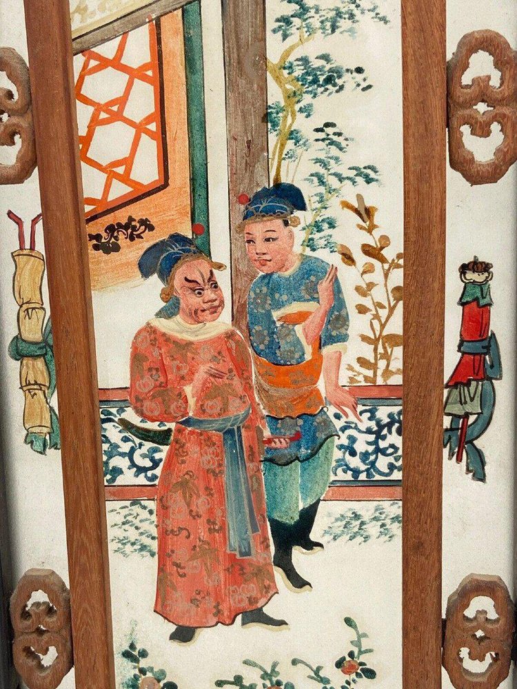 Late 19th Century Hand Painted Iron Wood Lantern Plate Fixed Under ...