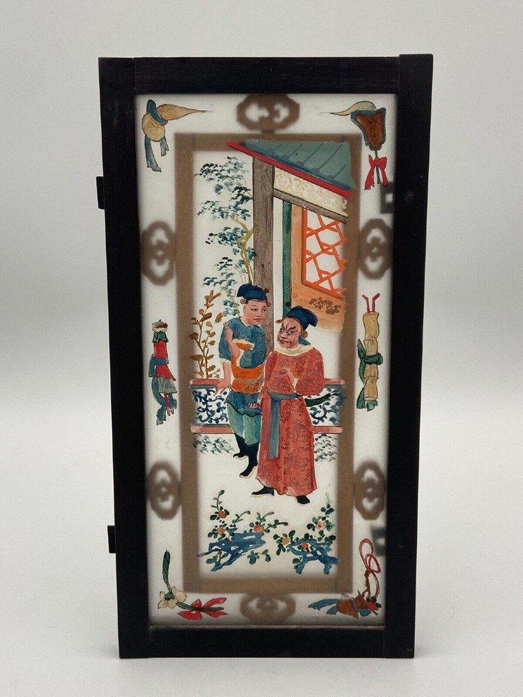 Late 19th Century Hand Painted Iron Wood Lantern Plate Fixed Under ...