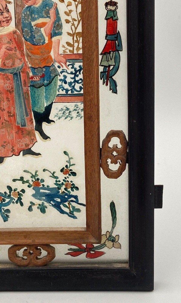 Late 19th Century Hand Painted Iron Wood Lantern Plate Fixed Under ...