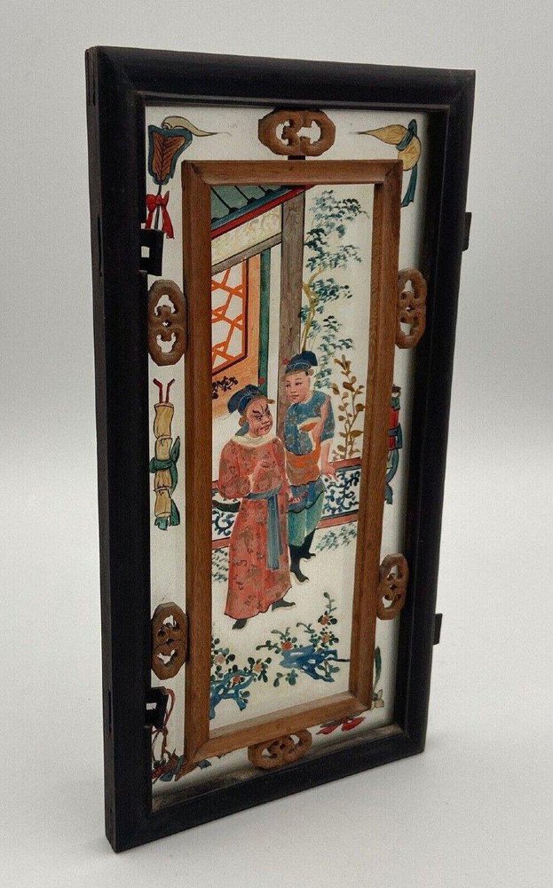 Late 19th Century Hand Painted Iron Wood Lantern Plate Fixed Under ...