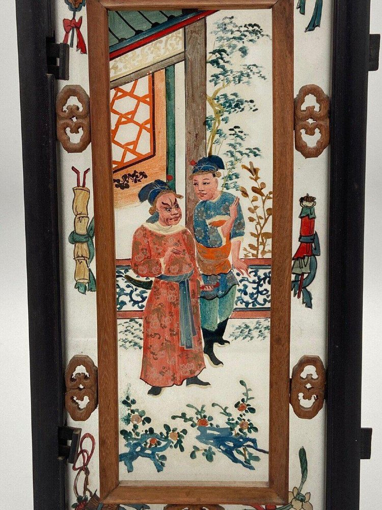 Late 19th Century Hand Painted Iron Wood Lantern Plate Fixed Under ...