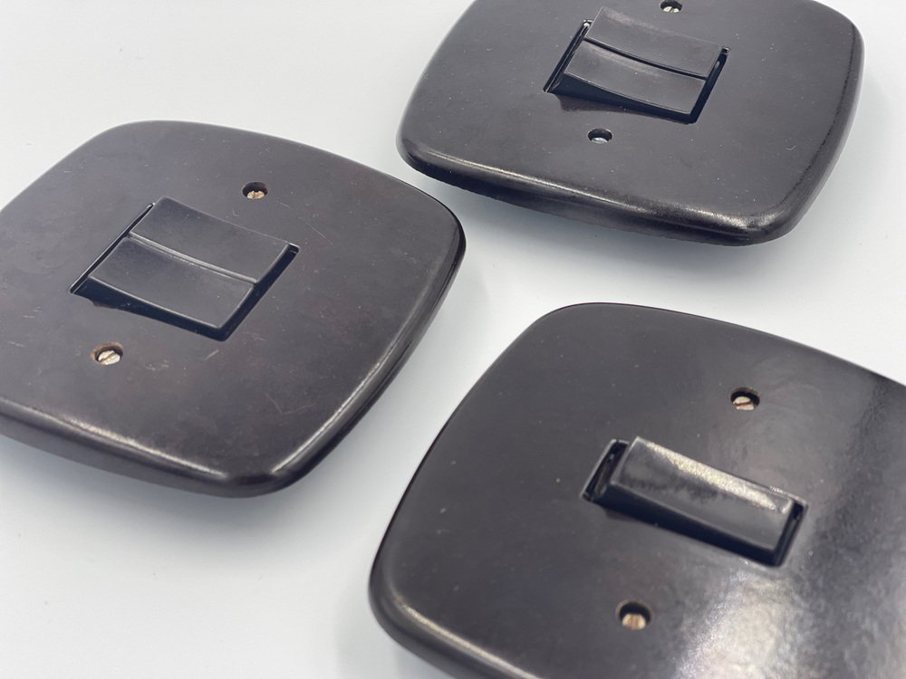 Bakelite Light Switches, 1940s , Set of 3 for sale at Pamono