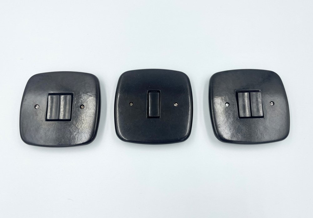 Bakelite Light Switches, 1940s , Set of 3 for sale at Pamono