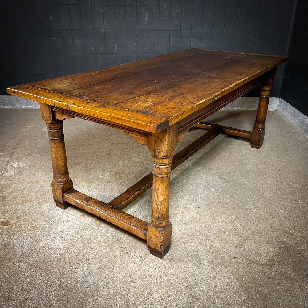 Large Antique Dining Table in Oak, 1880s for sale at Pamono