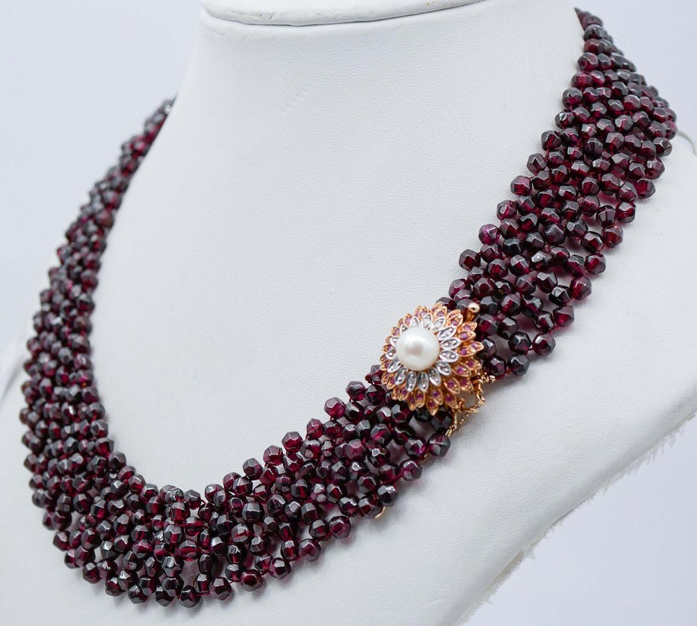 Rose Gold and Silver Necklace, 1960s for sale at Pamono