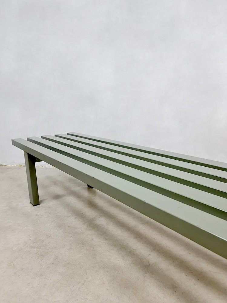 Vintage Metal Slatted Bench, 1960s for sale at Pamono