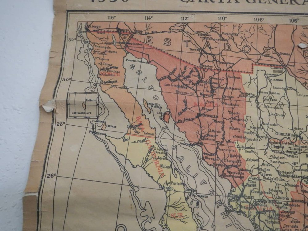 Mexican Republic Map, 1950s for sale at Pamono