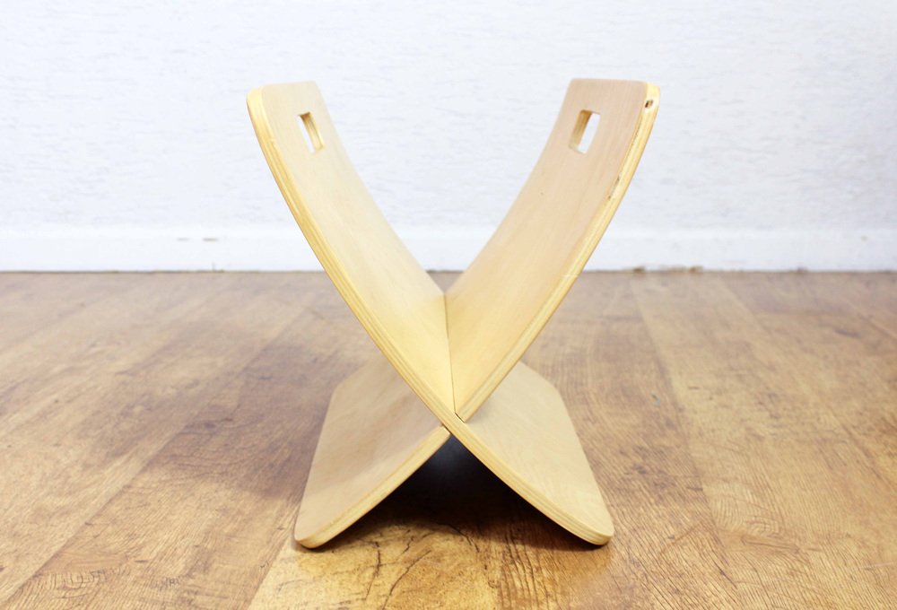 Curved Plywood Magazine Rack, 1980s for sale at Pamono