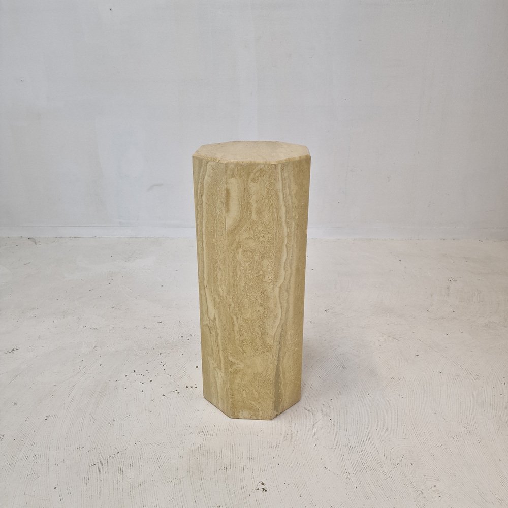 Italian Travertine Side Table or Pedestal, 1980s for sale at Pamono