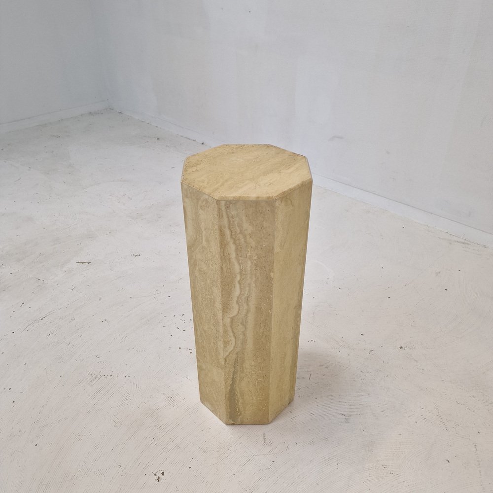 Italian Travertine Side Table or Pedestal, 1980s for sale at Pamono