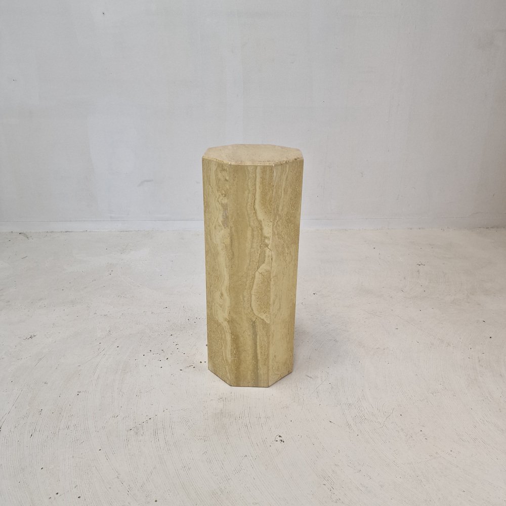Italian Travertine Side Table or Pedestal, 1980s for sale at Pamono