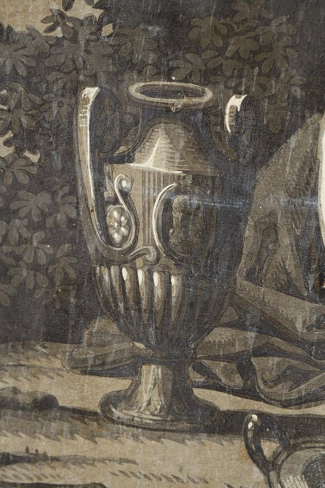 Zeus Fed by the Goat Amalthée, 1800s, Wallpaper Fragment, Framed for ...