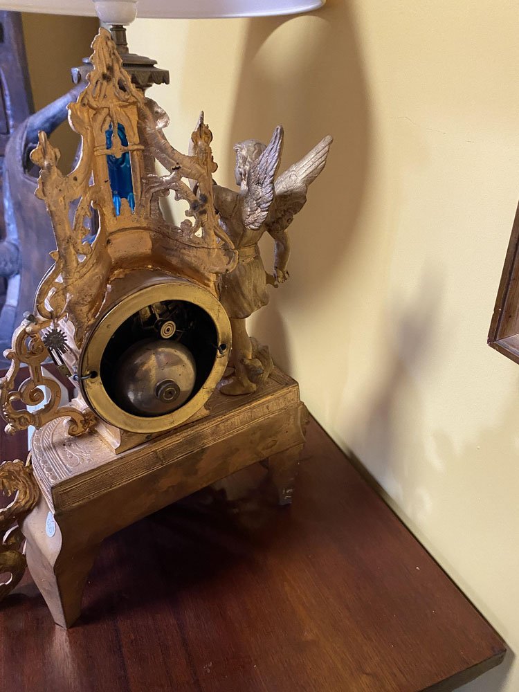 Gilt Bronze Angel Clock for sale at Pamono