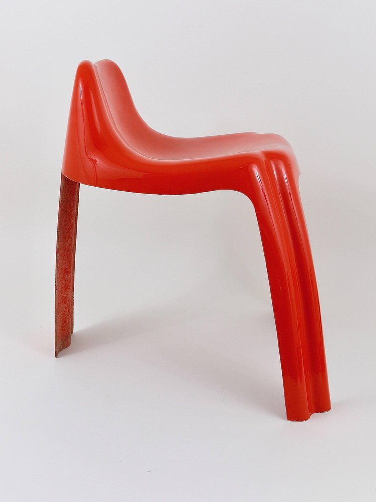 French Orange Fiberglass Chair by Patrick Gingembre for Paulus, 1970s ...