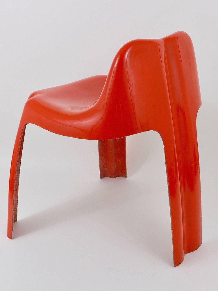 French Orange Fiberglass Chair by Patrick Gingembre for Paulus, 1970s ...