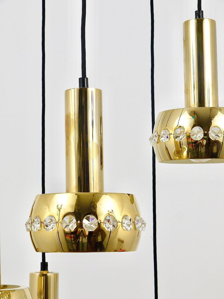 Austrian Cascade Pendant Light in Brass and Crystals from Bakalowits ...