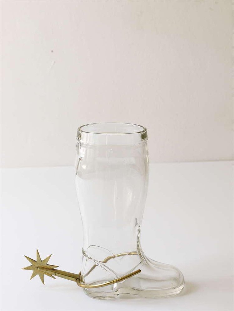 Austrian Boot Drinking Pitcher in Glass with Brass Spur by Carl Auböck ...