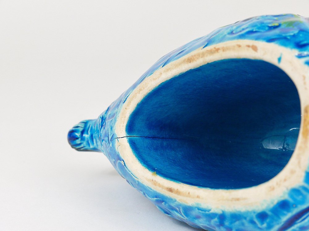 Rimini Blue Glazed Fish Sculpture Figurine by Aldo Londi attributed to ...