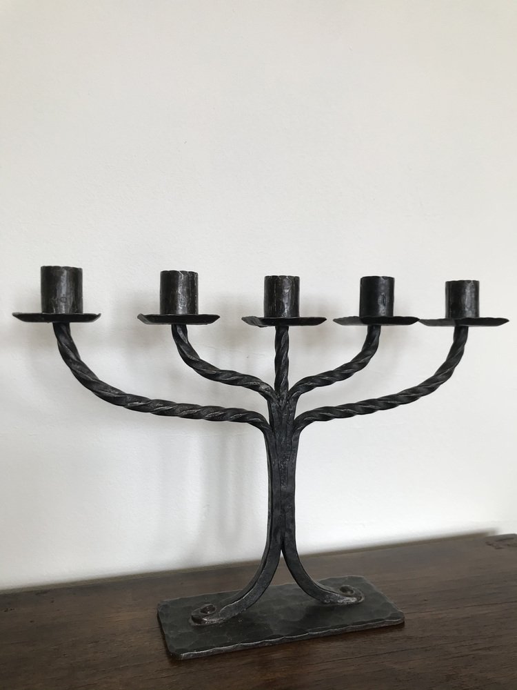 Arts and Crafts Wrought Iron Candelabra, 1890s for sale at Pamono