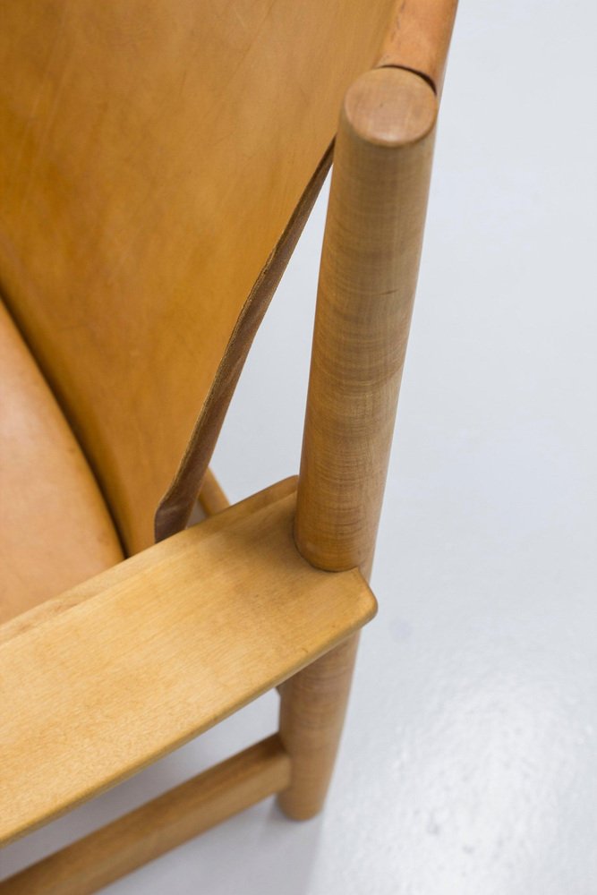 Modern Swedish Leather Lounge Chair, 1950s for sale at Pamono