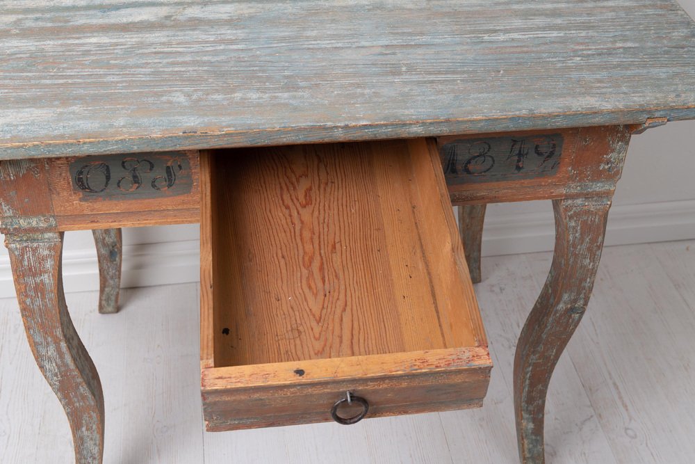 Antique Swedish Handmade Rococo Country Farm Table for sale at Pamono