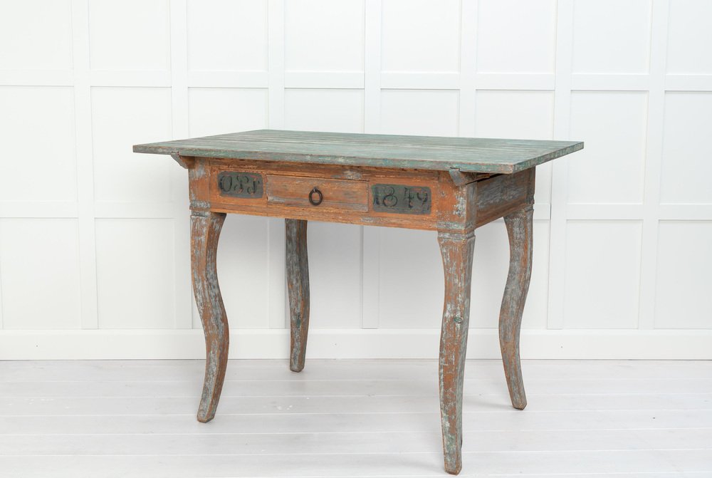 Antique Swedish Handmade Rococo Country Farm Table for sale at Pamono