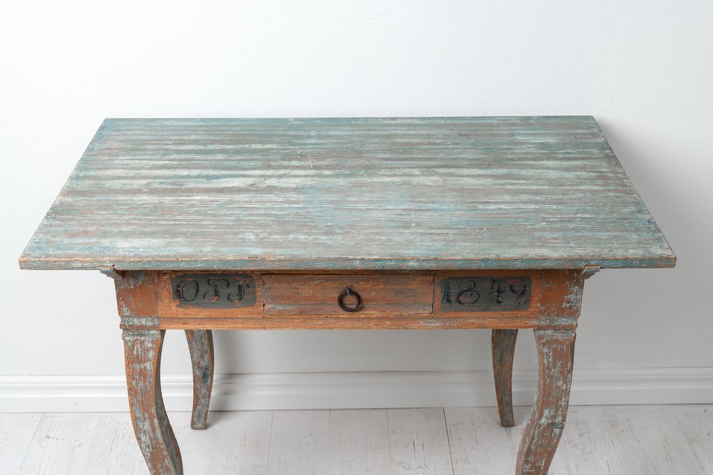 Antique Swedish Handmade Rococo Country Farm Table for sale at Pamono
