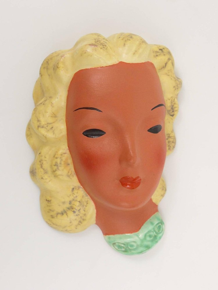Wall Masks attributed to Adolf Prischl for Goldscheider Vienna, Austria ...