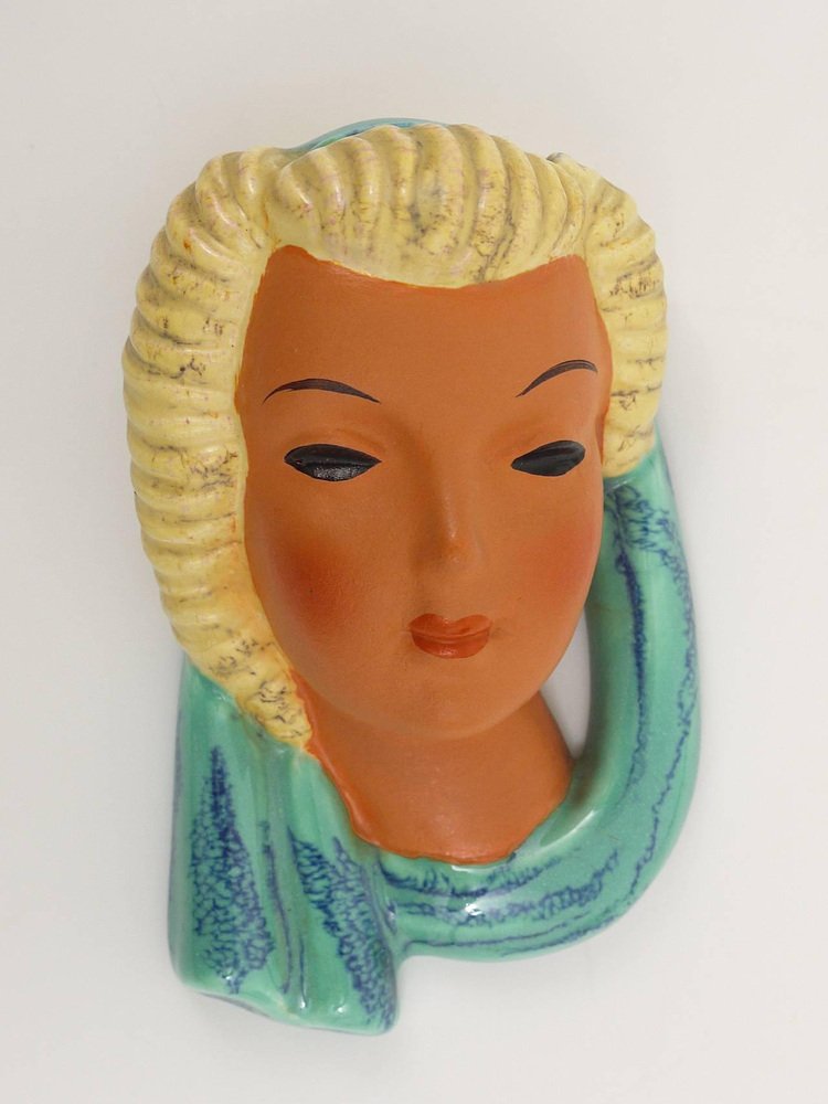 Wall Masks attributed to Adolf Prischl for Goldscheider Vienna, Austria ...