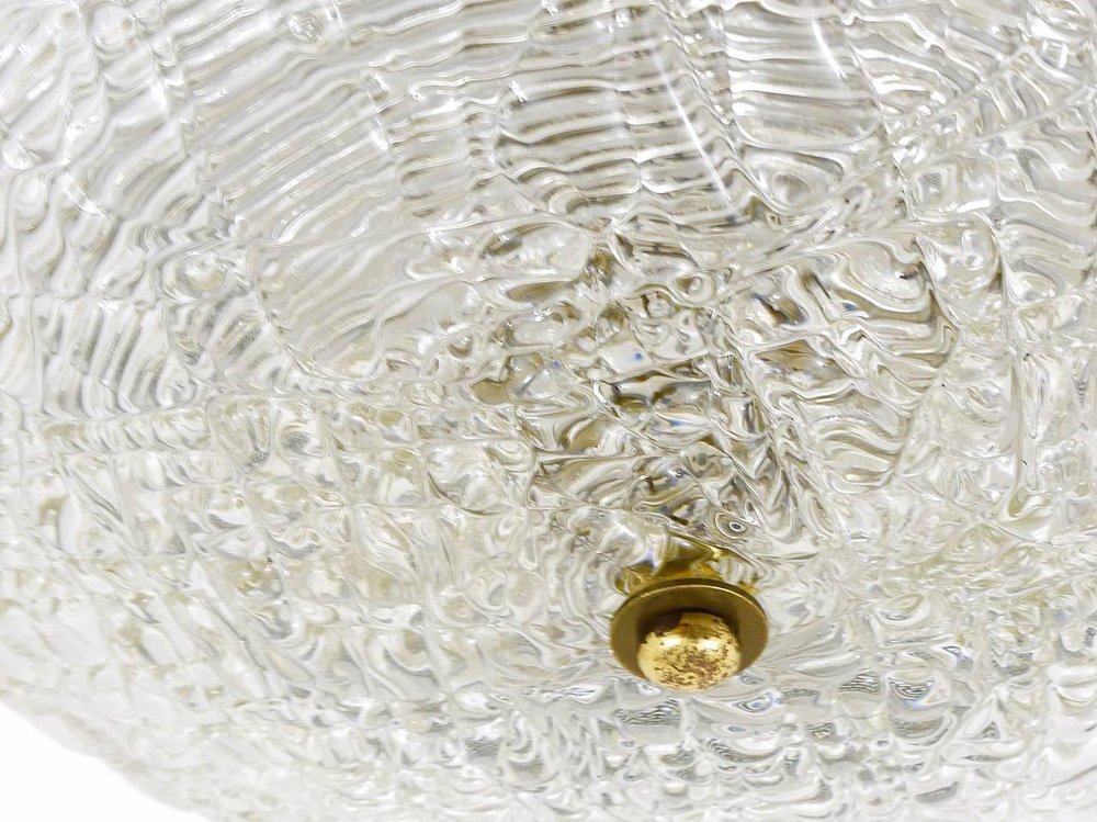 Mid-Century Flush Mount in Textured Glass attributed to J. T. Kalmar ...