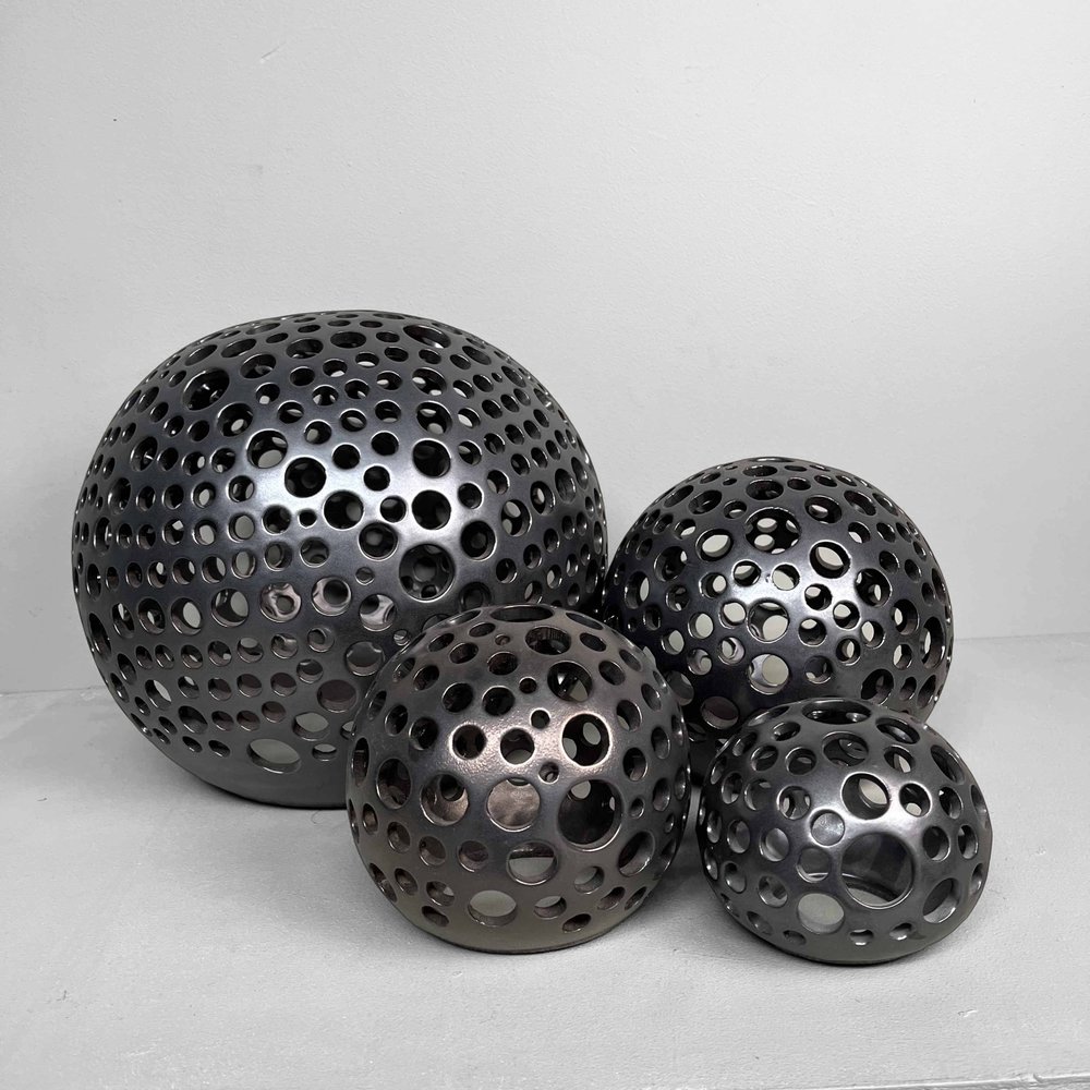 Glazed Ceramic Spheres, 1990s, Set of 4 for sale at Pamono
