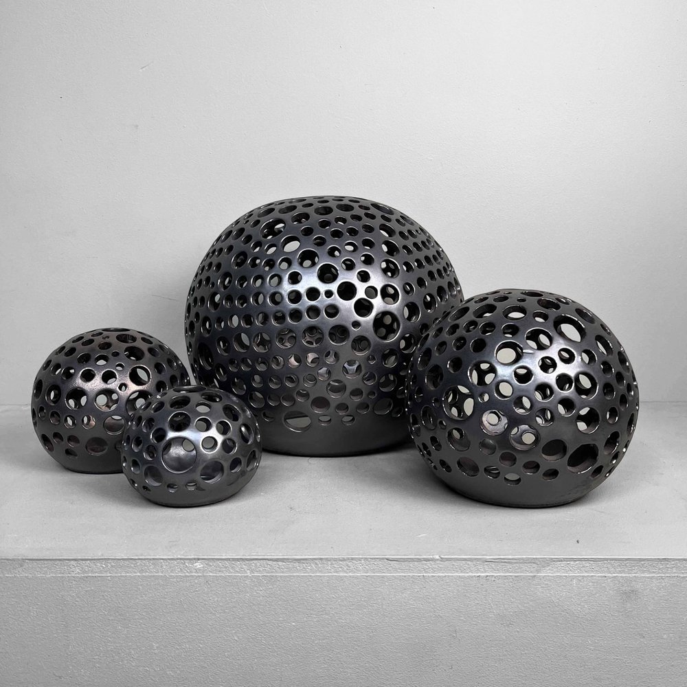 Glazed Ceramic Spheres, 1990s, Set of 4 for sale at Pamono