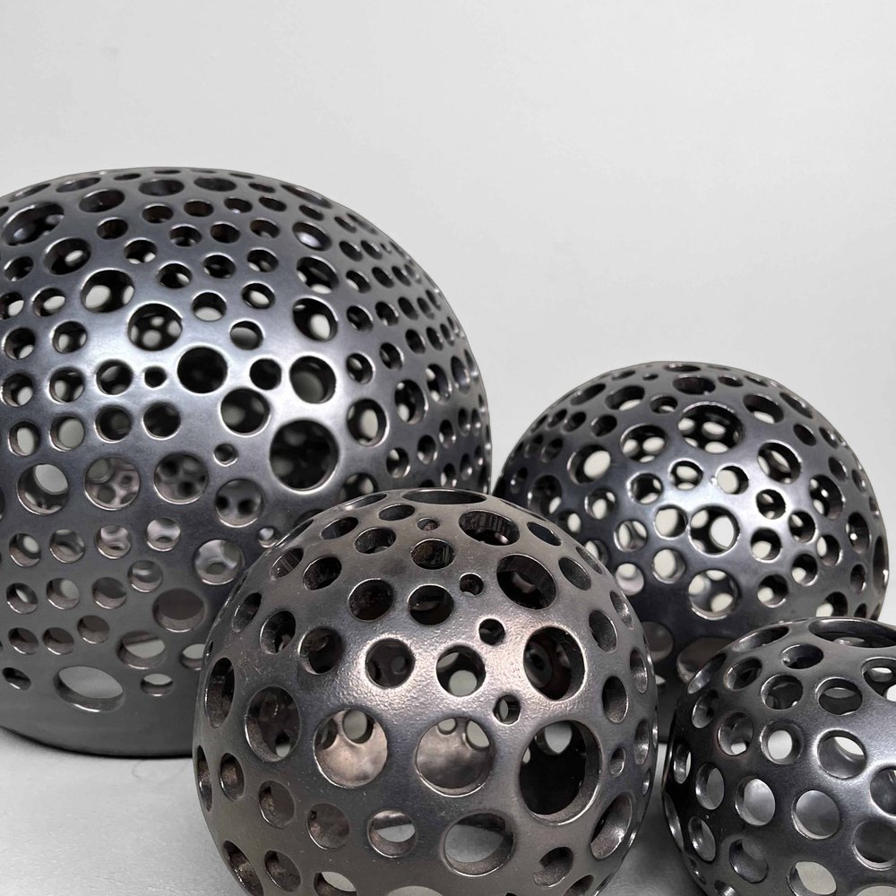 Glazed Ceramic Spheres, 1990s, Set of 4 for sale at Pamono